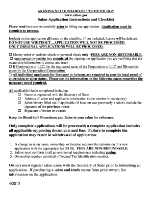 Fillable Online Salon Application Complete New 4-2015.pdf Fax Email ...