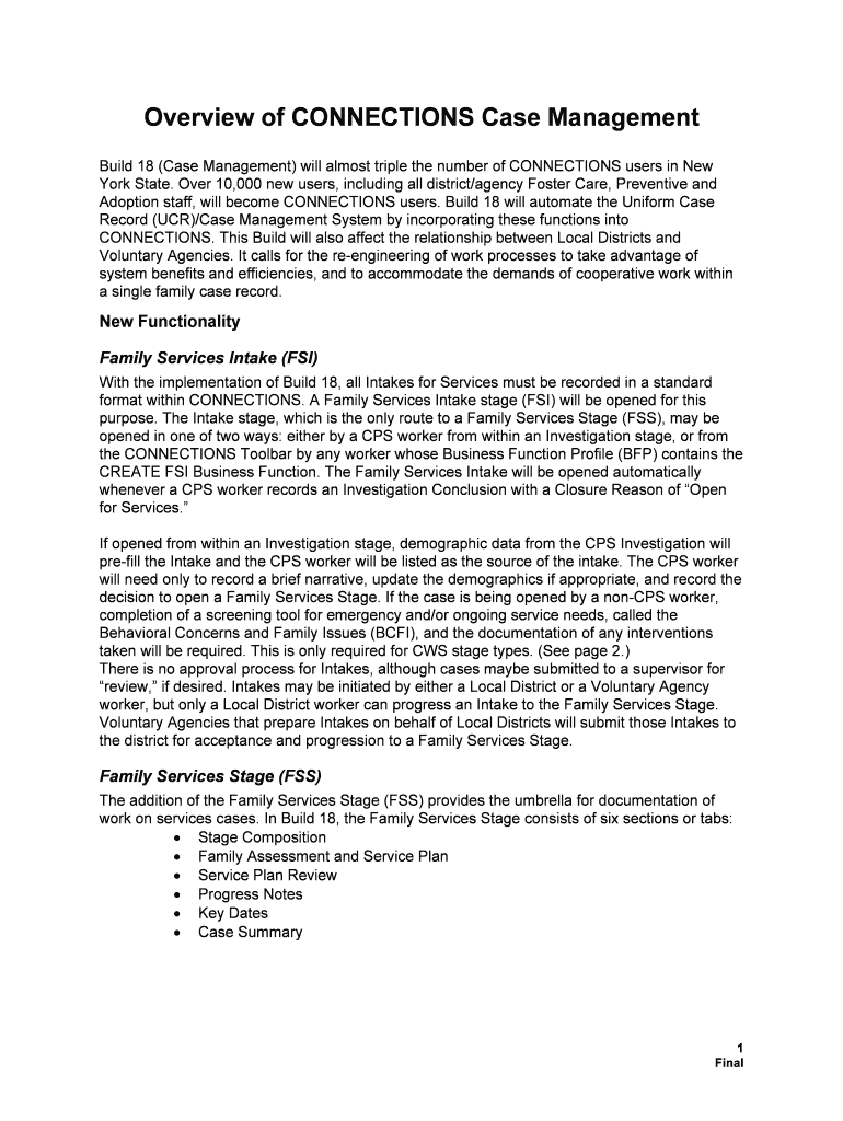 Fillable Online Overview of CONNECTIONS Case Management Fax Email Print ...