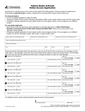 Fillable Online dol wa Vehicle Dealer E-Permit - dol wa Fax Email Print ...