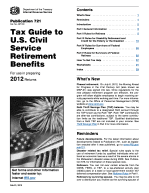 Fillable Online irs 2012 Publication 721. Tax Guide to U.S. Civil ...