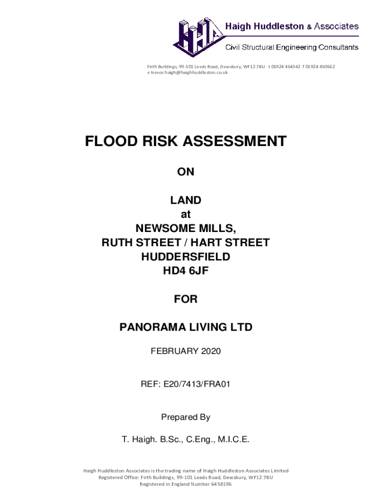 Fillable Online FLOOD RISK ASSESSMENT - Newsome Mills, Huddersfield Fax ...