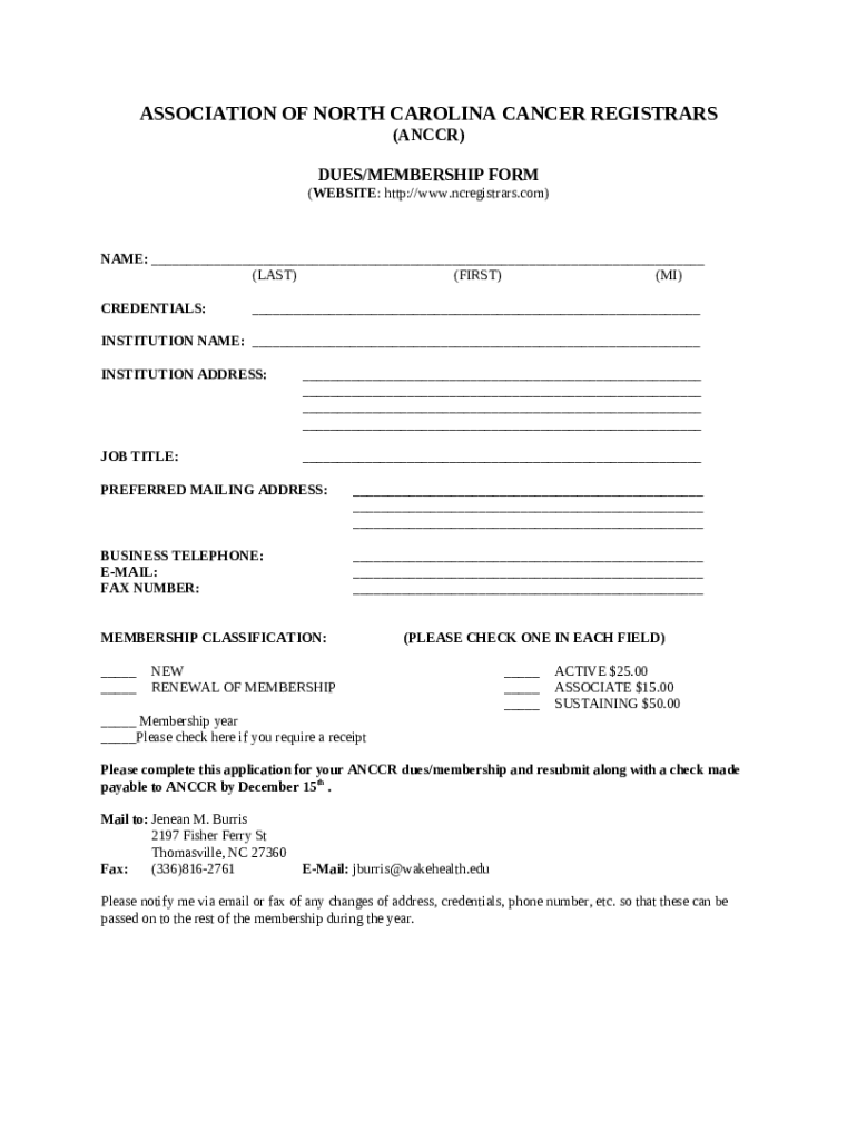 (anccr) dues/membership Doc Template | pdfFiller