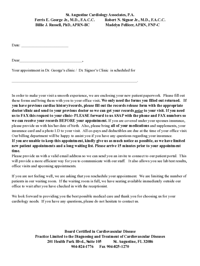 Fillable Online St Augustine Cardiology - Overview, News & Similar ... Fax Email Print - pdfFiller