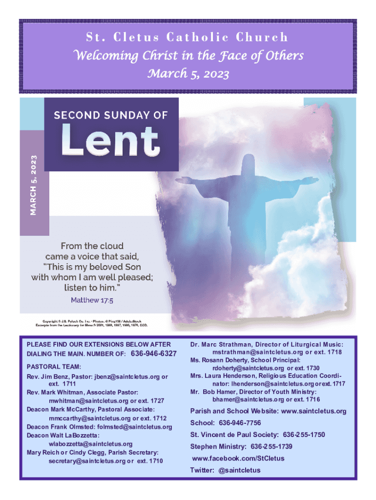 Fillable Online St. Cletus Catholic ChurchGretna LA Fax Email Print ...