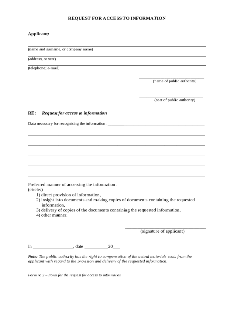 Request for Ination : How to Access General and ... Doc Template | pdfFiller