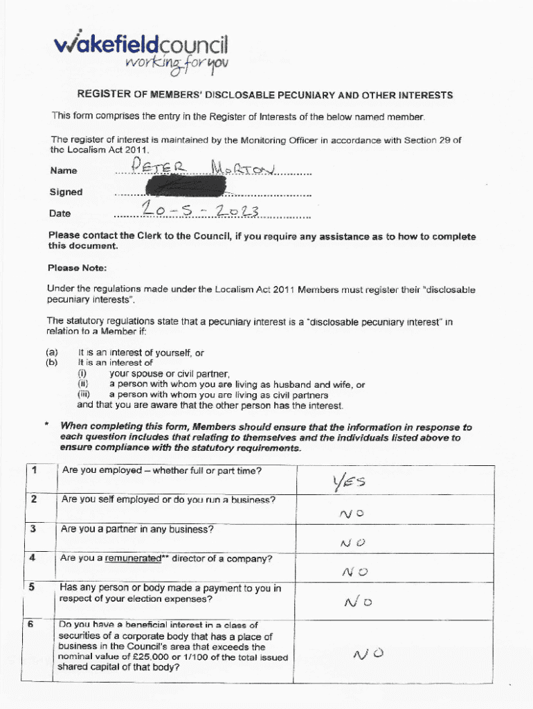 Fillable Online blank disclosable pecuniary interests form. ... Fax ...