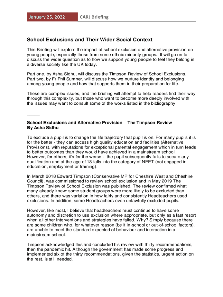 Fillable Online School Exclusions and Alternative Provision - Ofsted ...