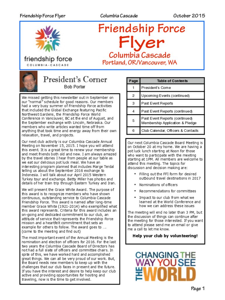 Fillable Online Friendship Force Flyer Fax Email Print - pdfFiller