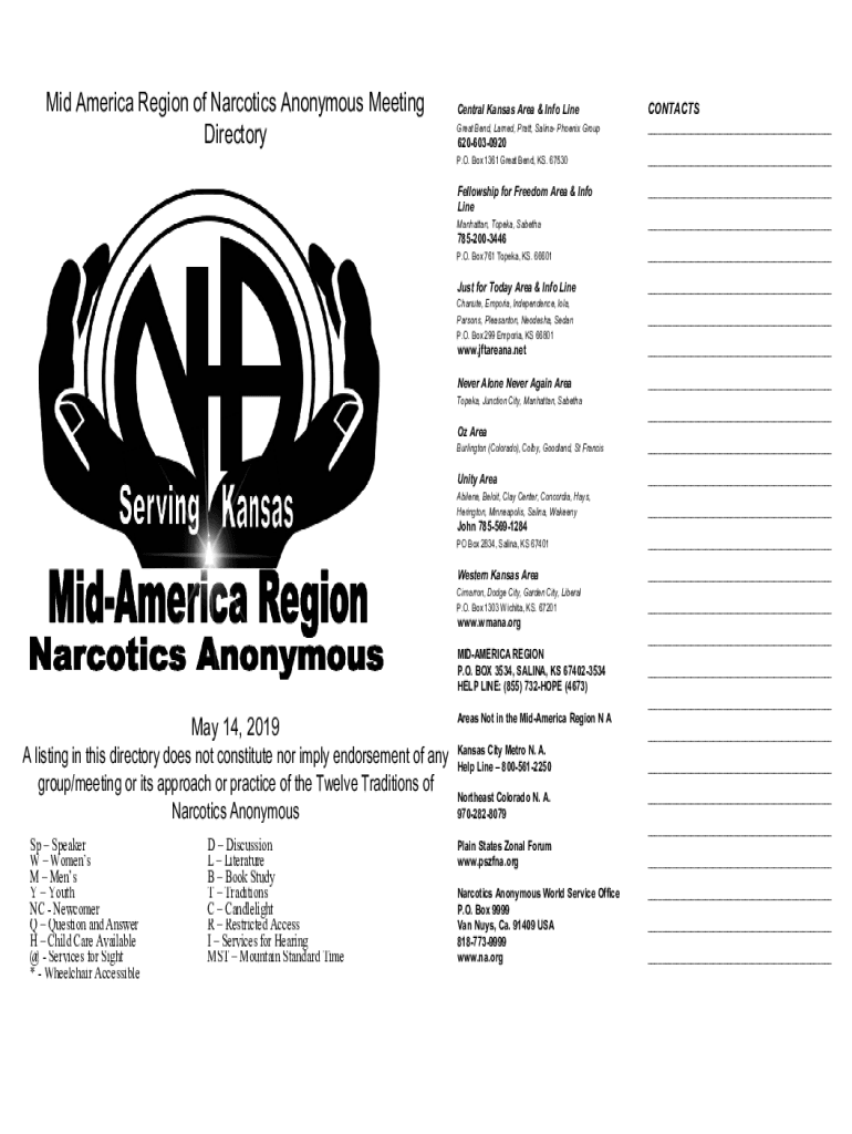 Fillable Online Mid-America Region of Narcotics Anonymous Fax Email ...