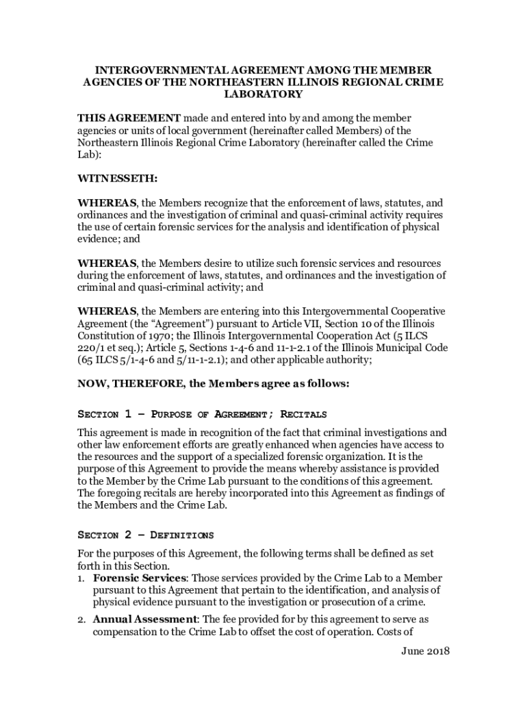 Fillable Online INTERGOVERNMENTAL AGREEMENT AMONG THE MEMBER AGENCIES ...