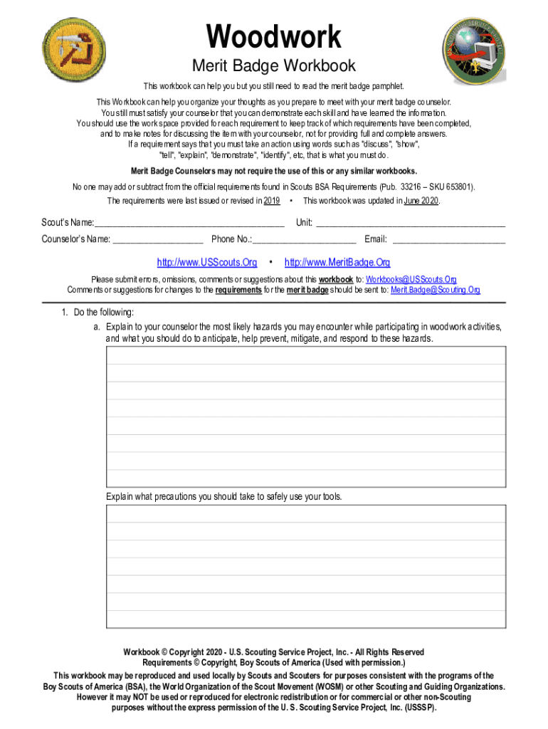 Fillable Online Wood Carving - Merit Badge Workbook Fax Email Print ...