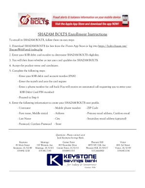 Fillable Online SHAZAM BOLT$ Mobile App and Digital Services Fax Email ...