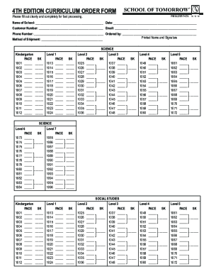 Fillable Online PRESCHOOL & KINDERGARTEN ORDER FORM Fax Email Print ...