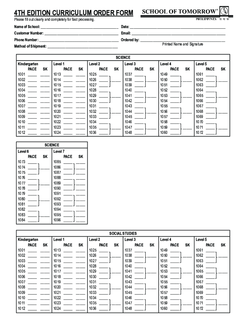 Fillable Online PRESCHOOL & KINDERGARTEN ORDER FORM Fax Email Print - pdfFiller