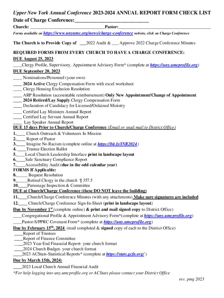 Fillable Online Church - Charge Conference and Annual Forms Fax Email ...