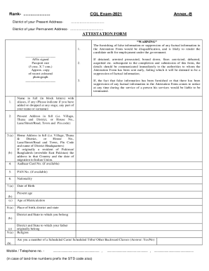 Fillable Online CGL Exam-2021 Annex.-B ATTESTATION FORM Fax Email Print ...