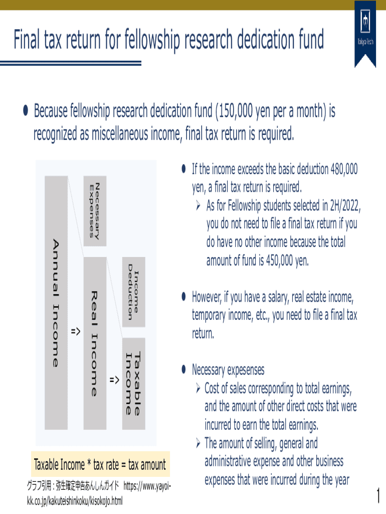 Fillable Online Final tax return for fellowship research dedication ...