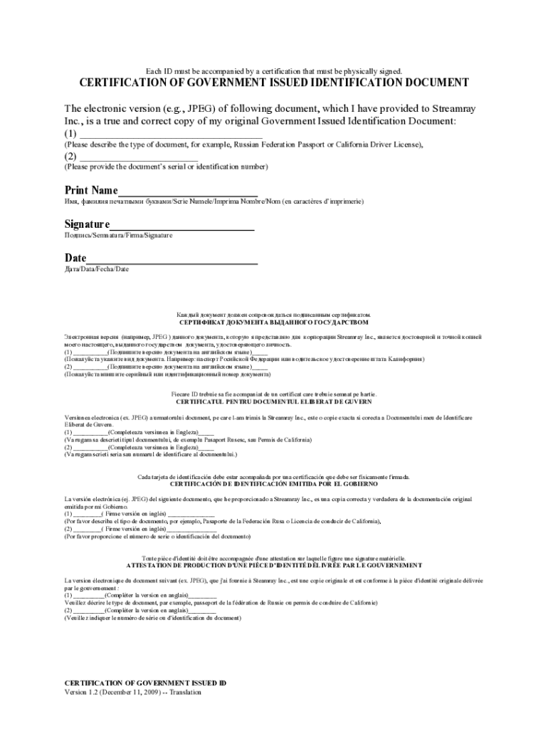 Remplissable En Ligne Certification of Government Issued ID - 1.2 ...