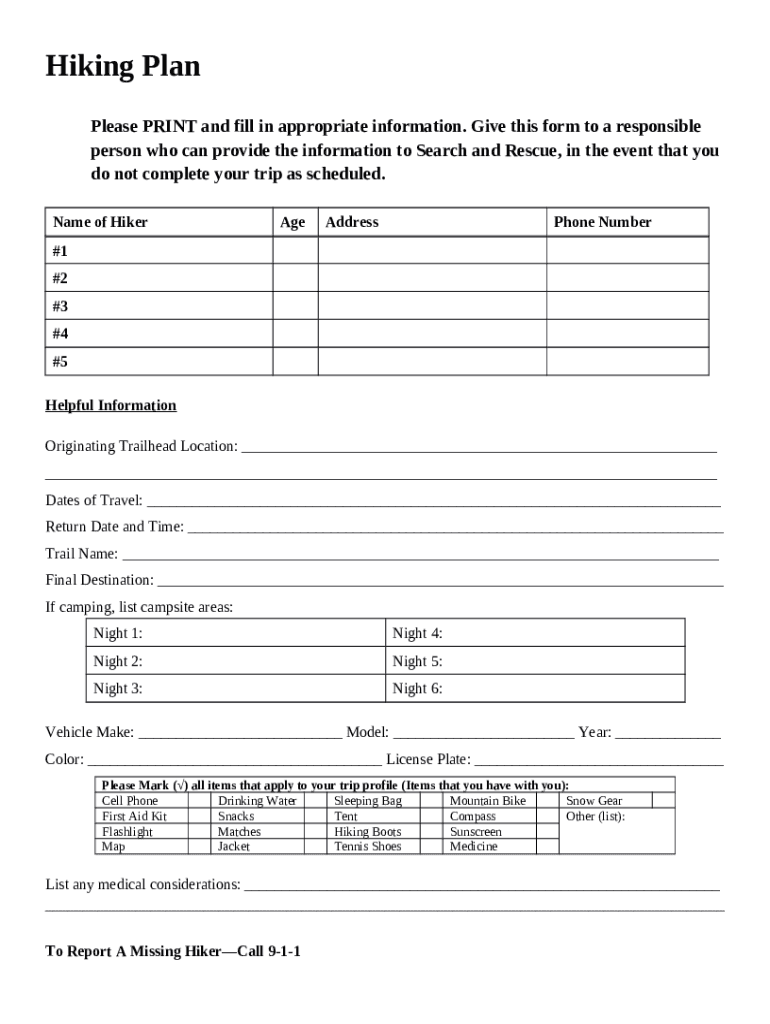 Online vcsar3 Download Hiking Plan Doc Template | pdfFiller