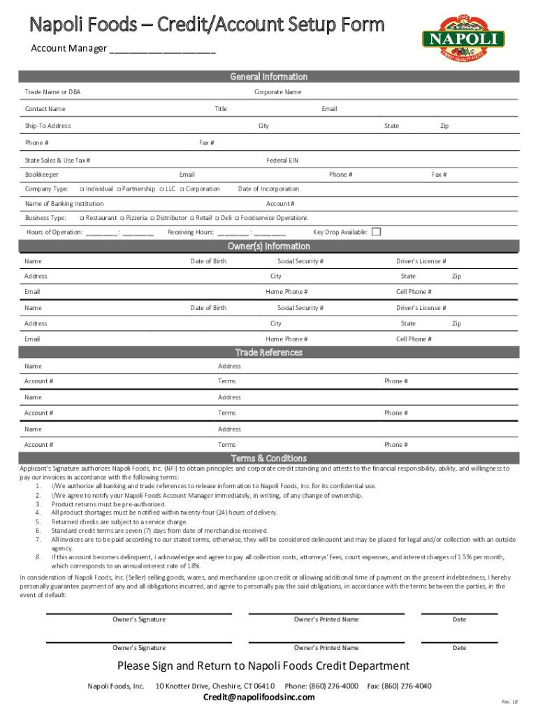 Fillable Online Napoli Foods Fax Email Print - pdfFiller