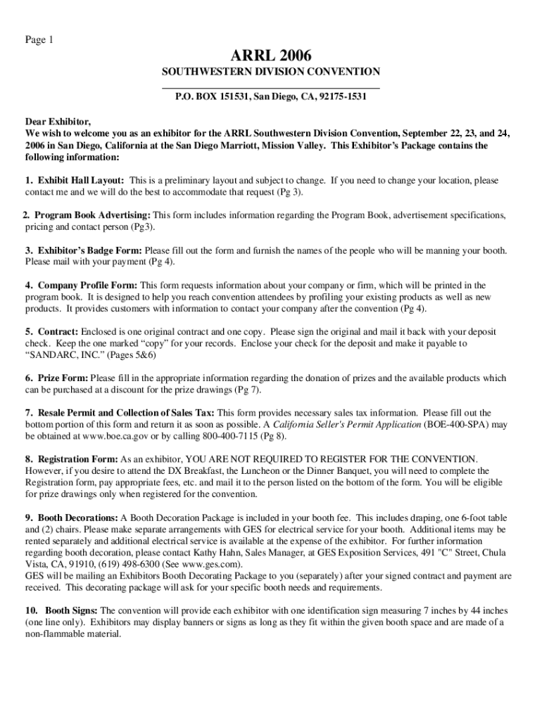 Fillable Online Past ARRL San Diego Section Manager and Southwest ...
