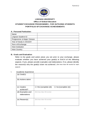 Pre-exchange Goal-Setting Doc Template | pdfFiller