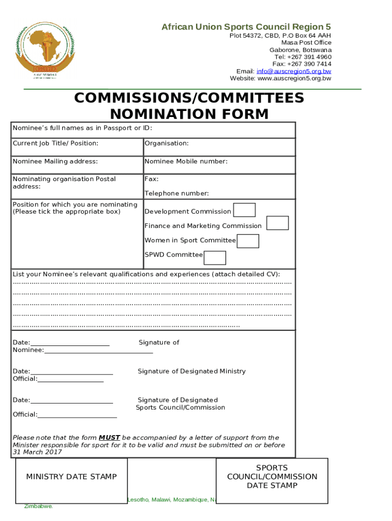 commissions/committees nomination Doc Template | pdfFiller
