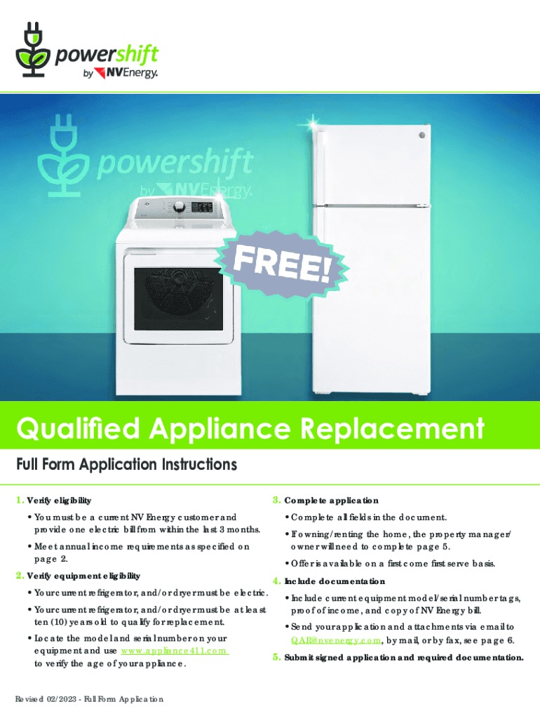 Fillable Online Free Quality Appliance Replacement Program - Full ...
