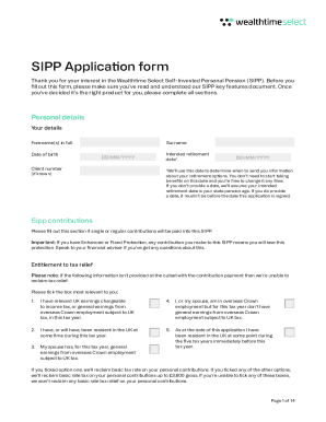 Fillable Online Self-Invested Personal PensionOpen a SIPP Fax Email ...
