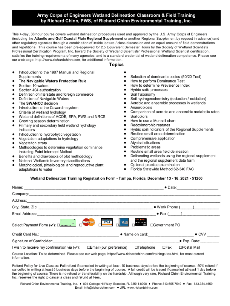 Fillable Online 38-Hour Army Corps Of Engineers Regional Supplement ...