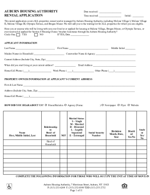 Fillable Online AUBURN HOUSING AUTHORITY RENTAL APPLICATION Fax Email ...