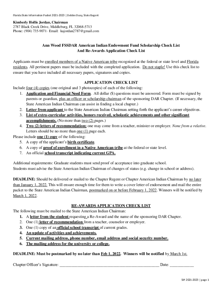 Fillable Online Florida State Information Packet 2021-2023 Debbie Duay ...