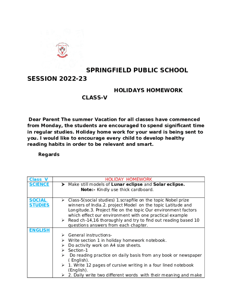 Springfield Public School District / Calendar Doc Template | pdfFiller