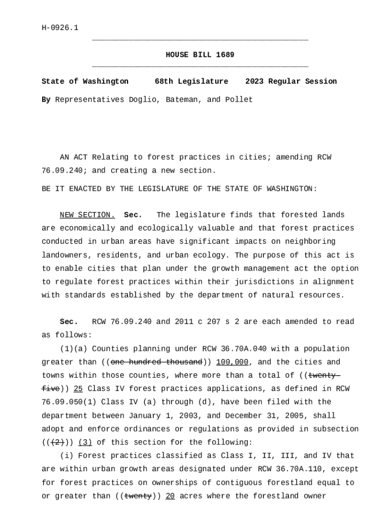 HB 1689 - Bill tracking in Washington Doc Template | pdfFiller