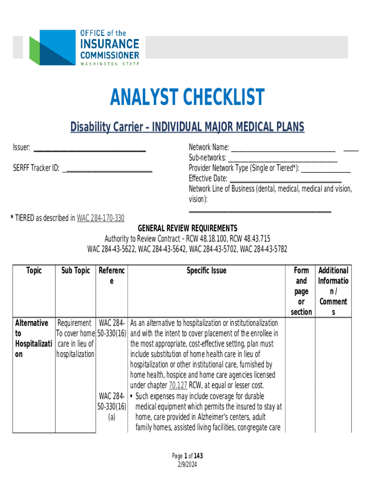 2019 Disability Individual Analyst Checklist. A checklist to be used by ...