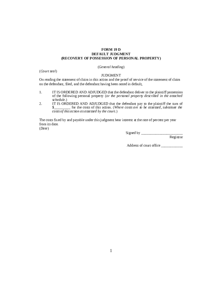 REQUISITION FOR DEFAULT JUDGMENT Doc Template | pdfFiller