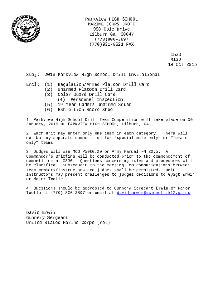 Parkview Marine Corps Junior Reserve Officer Training ... Doc Template ...