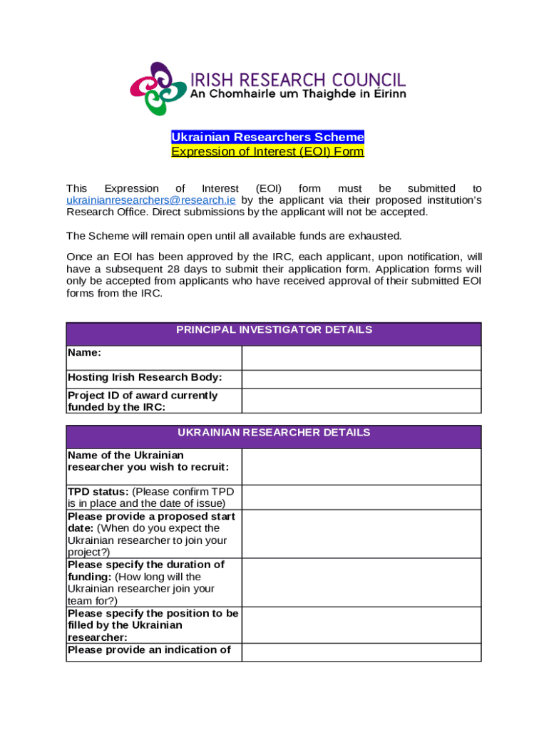 Scheme: Support for Ukrainian researchers under Bilateral ... Doc Template | pdfFiller