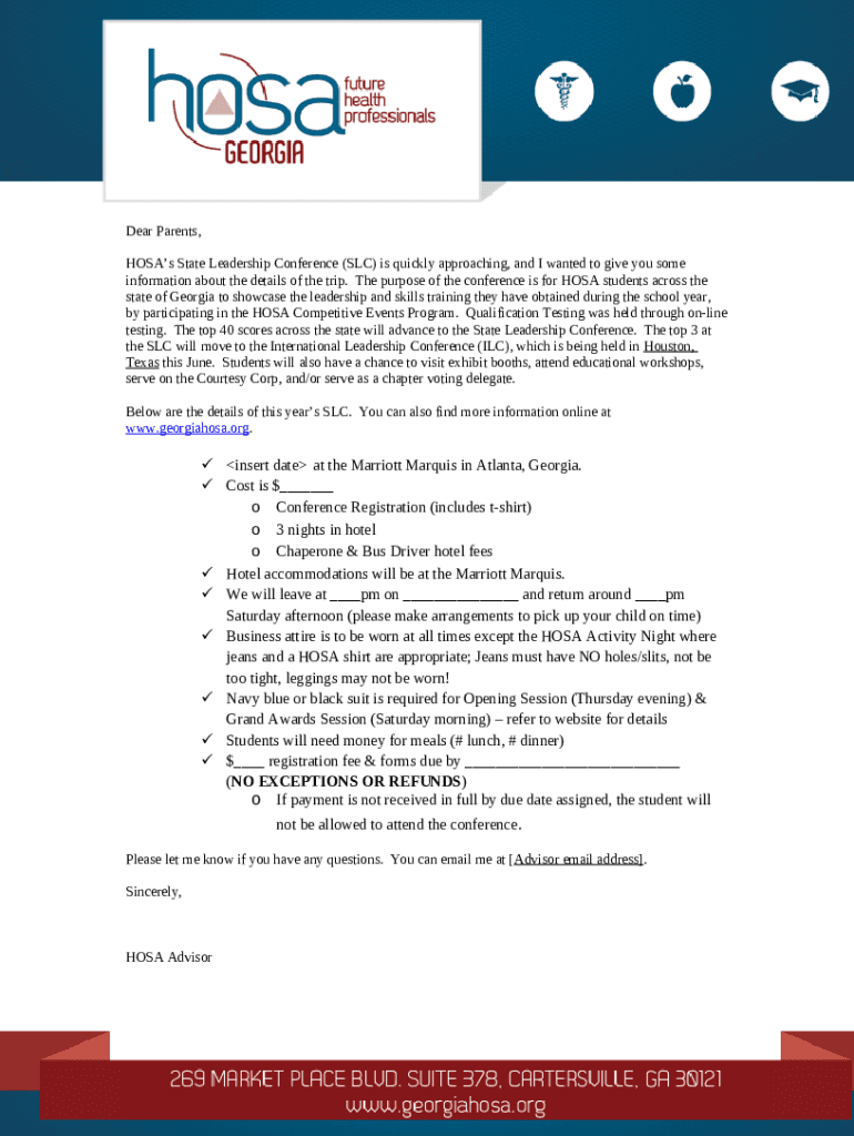 State Leadership Conference General Ination Doc Template | pdfFiller