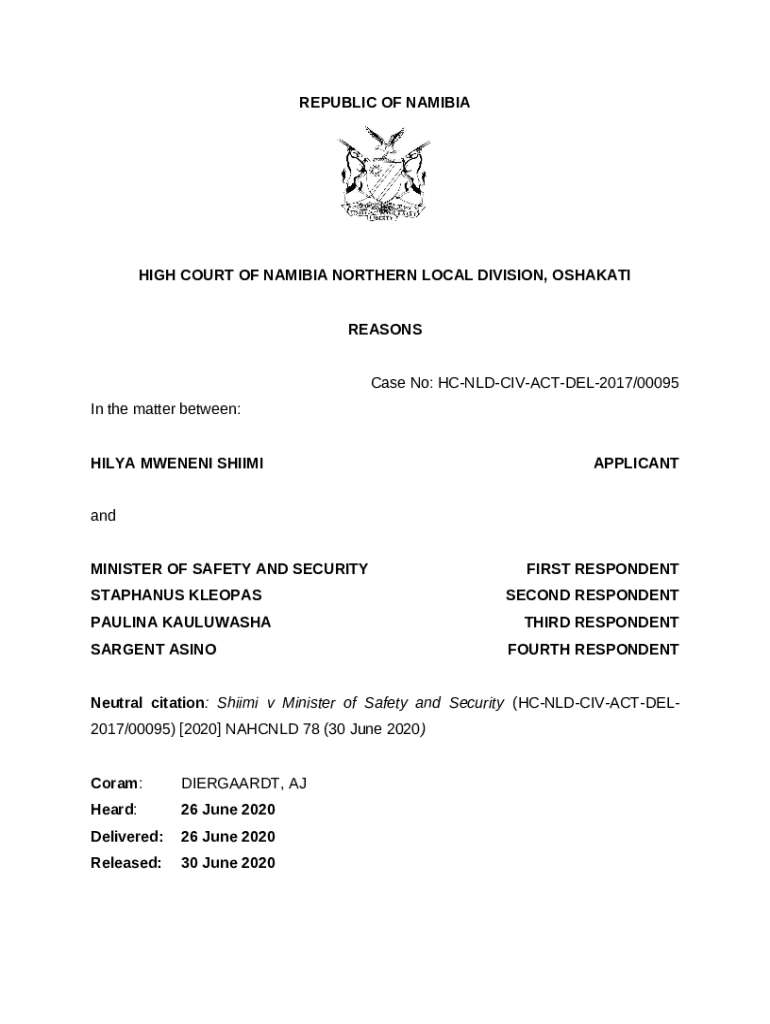 Shiimi v Minister of Safety and Security (HC-NLD-CIV-ACT- ... Doc ...