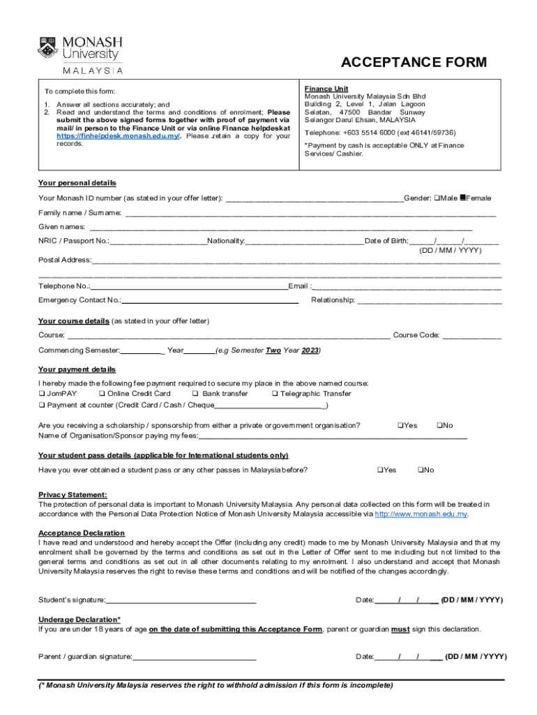 Fillable Online Read and understand the terms and conditions of enrolment; Please Fax Email ...