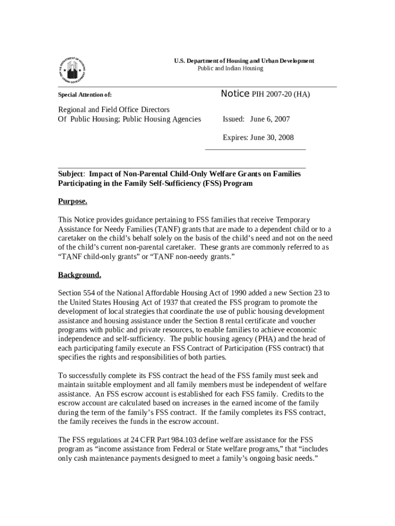 Notice PIH 2007 -27 (HA) Public Housing Agencies; Issued Doc Template ...