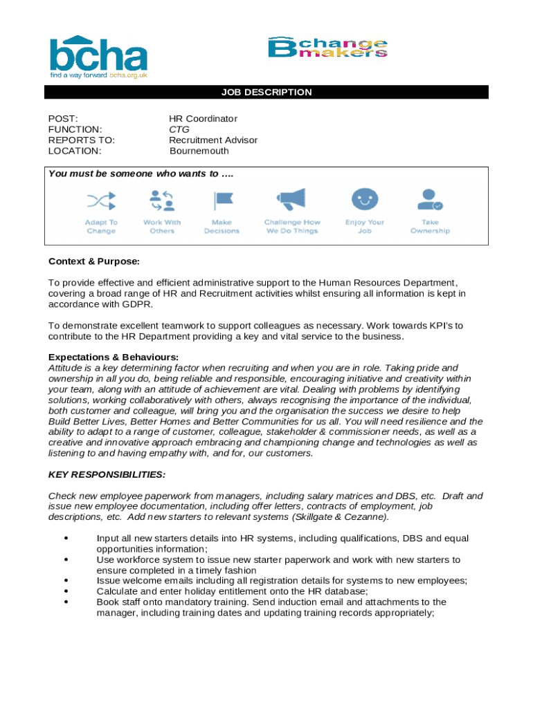 Hr Administrator Job Description +2023 TEMPLATE Doc Template | pdfFiller