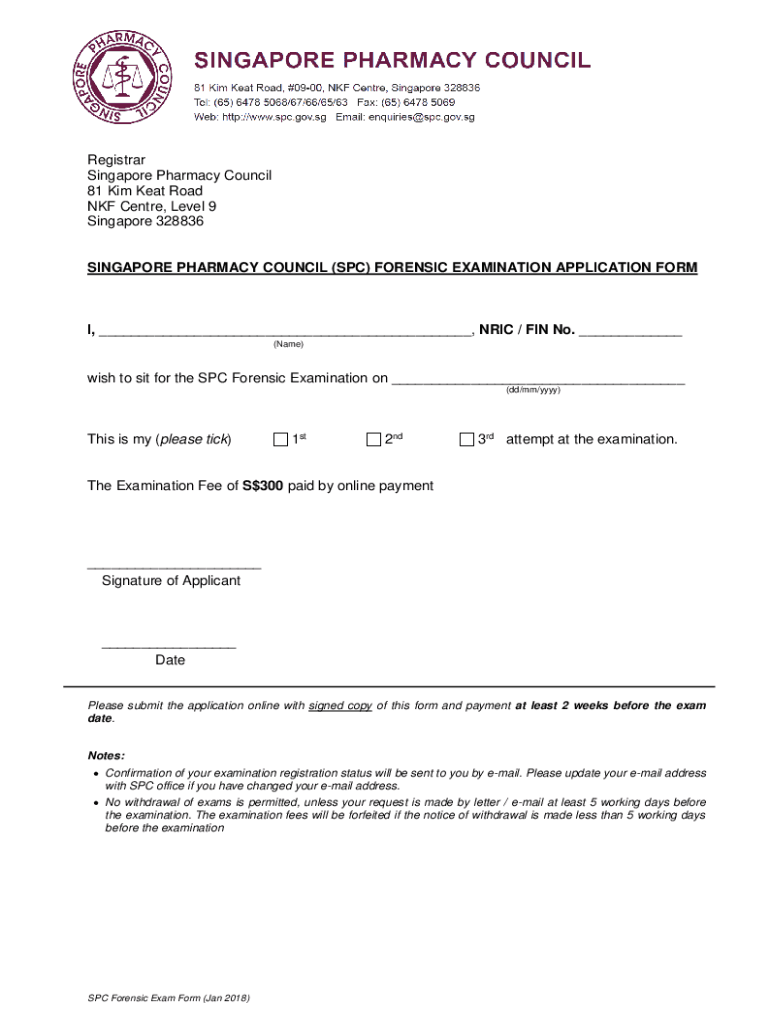 Fillable Online Fillable Online Registrar Singapore Pharmacy Council 81 ...
