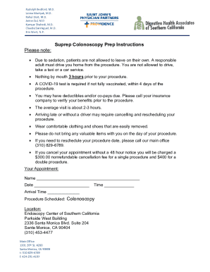 Fillable Online Suprep Colonoscopy Prep Instructions Please note: Fax ...