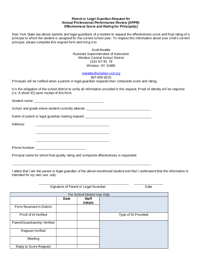 Score Request Disclosure of APPR Scores to ParentV Doc Template | pdfFiller