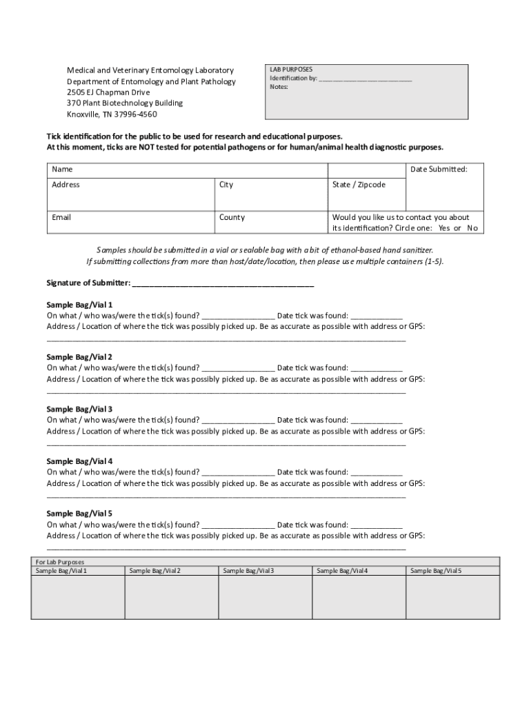 Fillable Online Tick Intake Form Fax Email Print - pdfFiller
