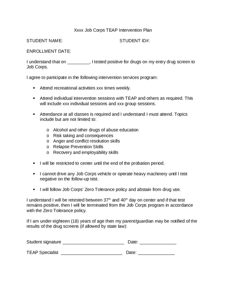 TEAP Intervention Plan Template - Support Services Doc Template | pdfFiller