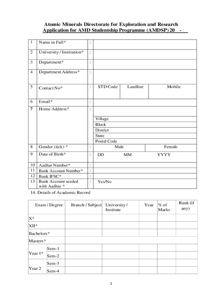 Fillable Online Atomic Minerals Directorate for Exploration and ...