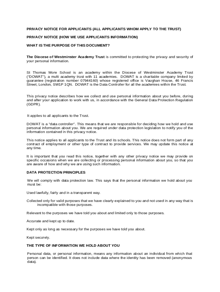Applicants Employees and Contractors Privacy Notice Doc Template ...